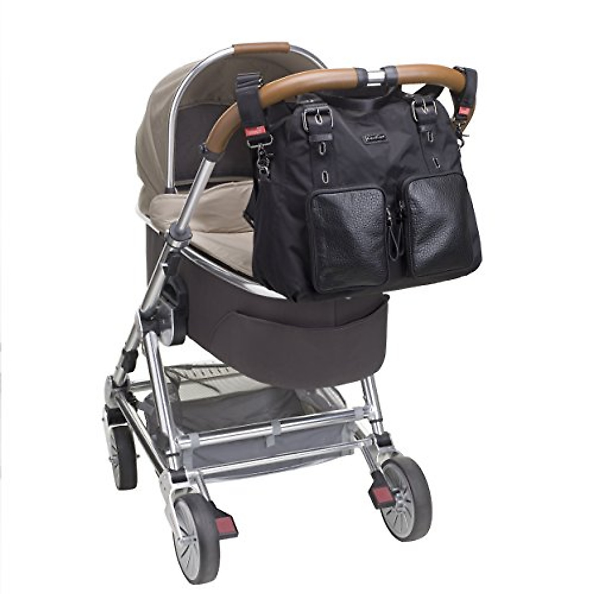 Storksak Alexa Luxe Leather Shoulder Bag Diaper Bag, Black