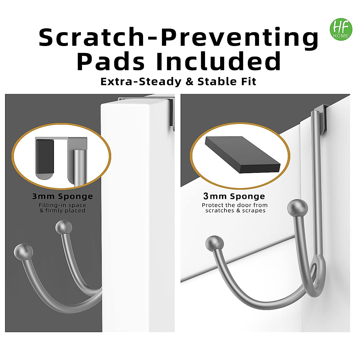 HFHOME 2Packs Over The Door Double Hanger Hooks, Metal Twin Hooks Organizer for Hanging Coats, Hats, Robes, Towels- Silver