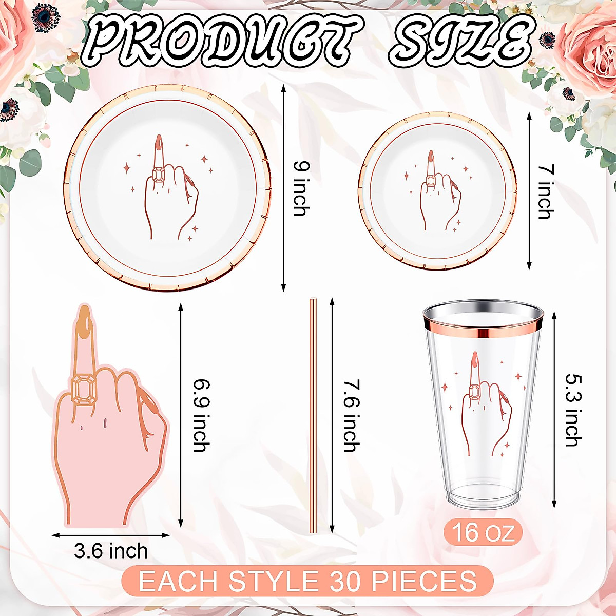 150 Pcs Ring Finger Cowgirl Bachelorette Party Decorations Set Ring Finger Reusable Cups Plates Napkins and Straws Western Cowgirl Party Supplies for Bridal Shower Decorations(Ring Finger)