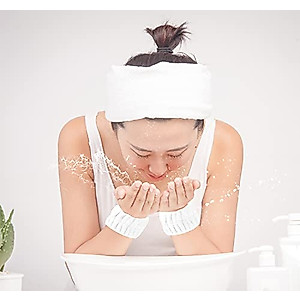 PENTA ANGEL Wrist Washband 2Pcs Microfiber Spa Wrist Wash Towel Band Sweatband for Women Girls Washing face Prevent Liquids from Spilling Down Your Arms (White)
