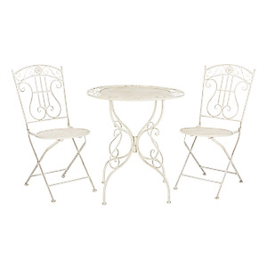 SAFAVIEH PAT5028A Outdoor Collection Semly Pearl White 3-Piece Bistro Set