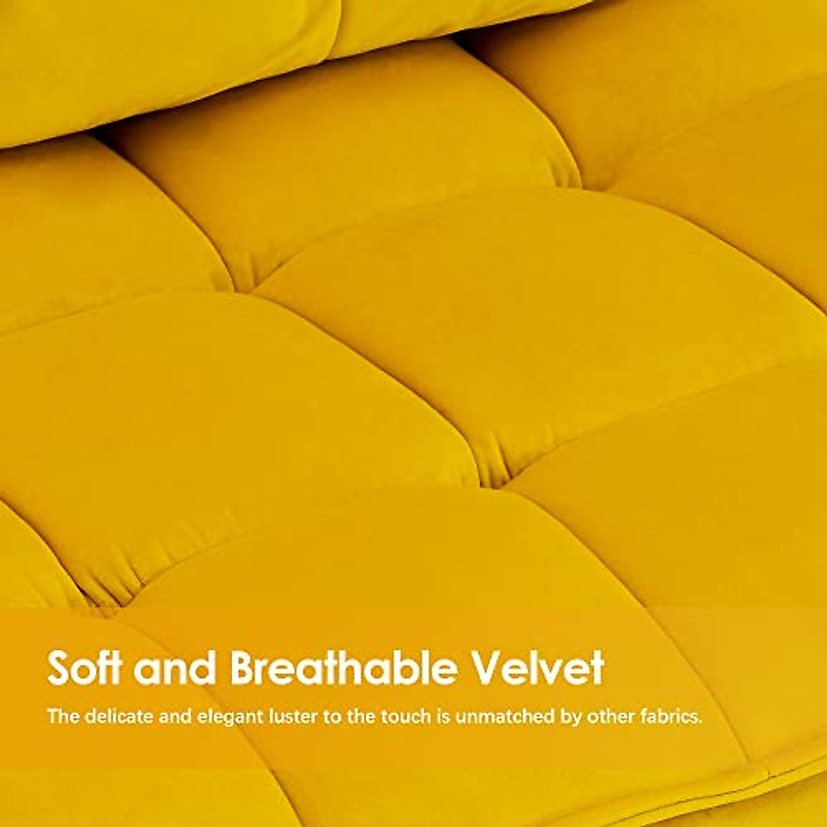 MCombo Accent Chair with Ottoman, Velvet Modern Tufted Wingback Club Chair, Upholstered Leisure Chairs with Metal Legs for Bedroom Living Room 4079 (Yellow)