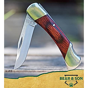 Bear & Son 205R Rosewood Midsize Lockback Knife, 3 3/4-Inch