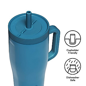 Corkcicle Cruiser Insulated Tumbler with Handle & Straw, North Shore, 22 oz – 100% Leakproof Cupholder Friendly Water Bottle Keeps Drinks Cold 20hrs
