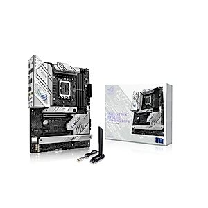 ASUS ROG Strix B760-A Gaming WiFi Intel® B760 (13th and 12th Gen)LGA 1700 white ATX motherboard, 12 + 1 power stages, DDR5, PCIe 5.0,three M.2 slots, WiFi 6E, USB 3.2 Gen 2x2 Type-C, and Aura Sync RGB