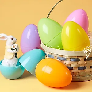 JOYIN 12 Pcs Large Pastel Easter Eggs, 6 Inches Jumbo Plastic Eggs Fillable for Easter Themed Hunt Colorful Basket Stuffers Fillers Filling Treats Party Favor Classroom Prize Supplies