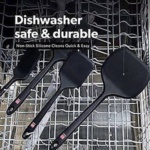 DI ORO Silicone Turner Spatula Set - Kitchen Spatulas for Nonstick Cookware - Cooking Utensils for Flipping Eggs & Pancakes - 600°F Heat-Resistant BPA Free Turners - Dishwasher Safe (4pc, Black)
