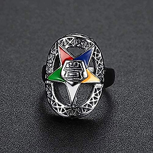 THANHHONG Nattaphol Silver Order of The Eastern Star Rings for Women Ladies Party Band Ring Masonic Jewelry for Women OES Rings (8)