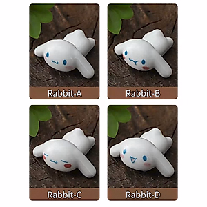 STJDM APULM Long-eared rabbit expression ceramic chopstick rest super cute pictogram 4 chopstick rest suitable for home, study, dining table, bistro.