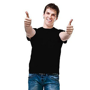 BANNER BUZZ MAKE IT VISIBLE BannerBuzz, Plain Crew Neck T-Shirt Short Sleeve, Cotton Fabric, Unisex, Fabric Warranty for up to 25 Washes (XX Large, Black)