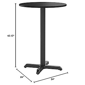 Flash Furniture Stiles 24'' Round Black Laminate Table Top with 22'' x 22'' Bar Height Table Base