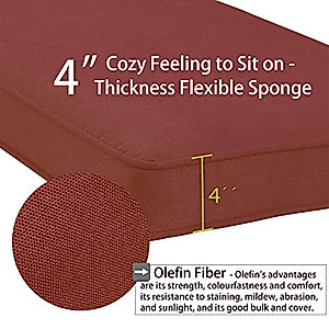 Patio Furniture Outdoor Bench Cushion Olefin Fabric Slipcover Sponge Foam 46.5” x 17.5” x 3” - Red Color
