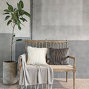 Kevin Textile Set of 2 Faux Fur Pillow Cover Decorative New Luxury Series Merino Style Off-White Fluffy Throw Pillow Case Fuzzy Cushion Cover Pillow Covers for Bed (18" x 18" 45cm x 45cm)