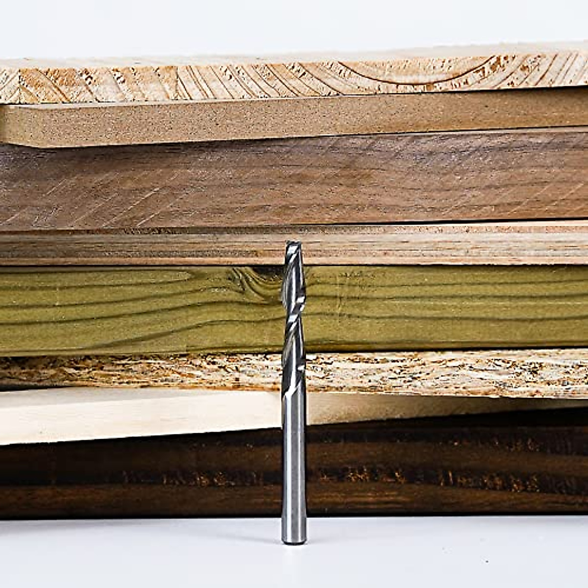 SpeTool Spiral Router Bits with UpCut 1/4 inch Cutting Diameter, 1/4 inch Shank 3 inch Extra Long HRC55 Solid Carbide CNC End Mill for Wood Cut, Carving