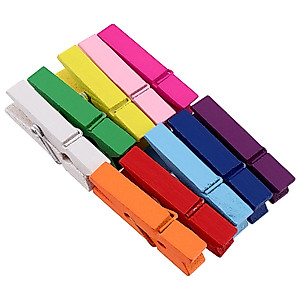 MANCHAP 400Pcs Colorful 1.37 x 0.27 Inch Wooden Small Clothes Pins, Wooden Clothespins, Tiny Wooden Clamp Pins Clip for Documents, Paper, Photos Fixing