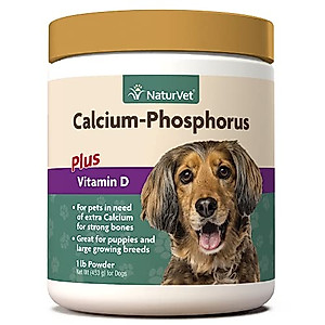 NaturVet Calcium-Phosphorus For Dogs, Supports Strong & Healthy Bones, Enhanced with Essential Minerals & Vitamin D, No Color, 16 Oz