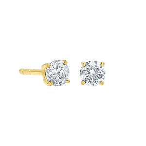 1/4 Carat Round Natural Diamond Stud Earrings for Women | 14K Yellow Gold Earrings | Fine Jewelry for Her | Timelsess Design | Gift Box Included