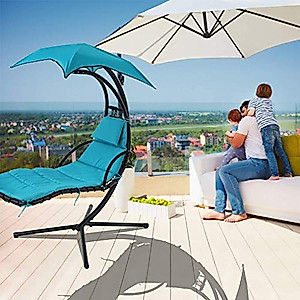 Patio Chair Hanging Chaise Lounger Chair Floating Chaise Canopy Swing Lounge Chair Hammock Arc Stand Air Porch Stand for Outdoor Indoor