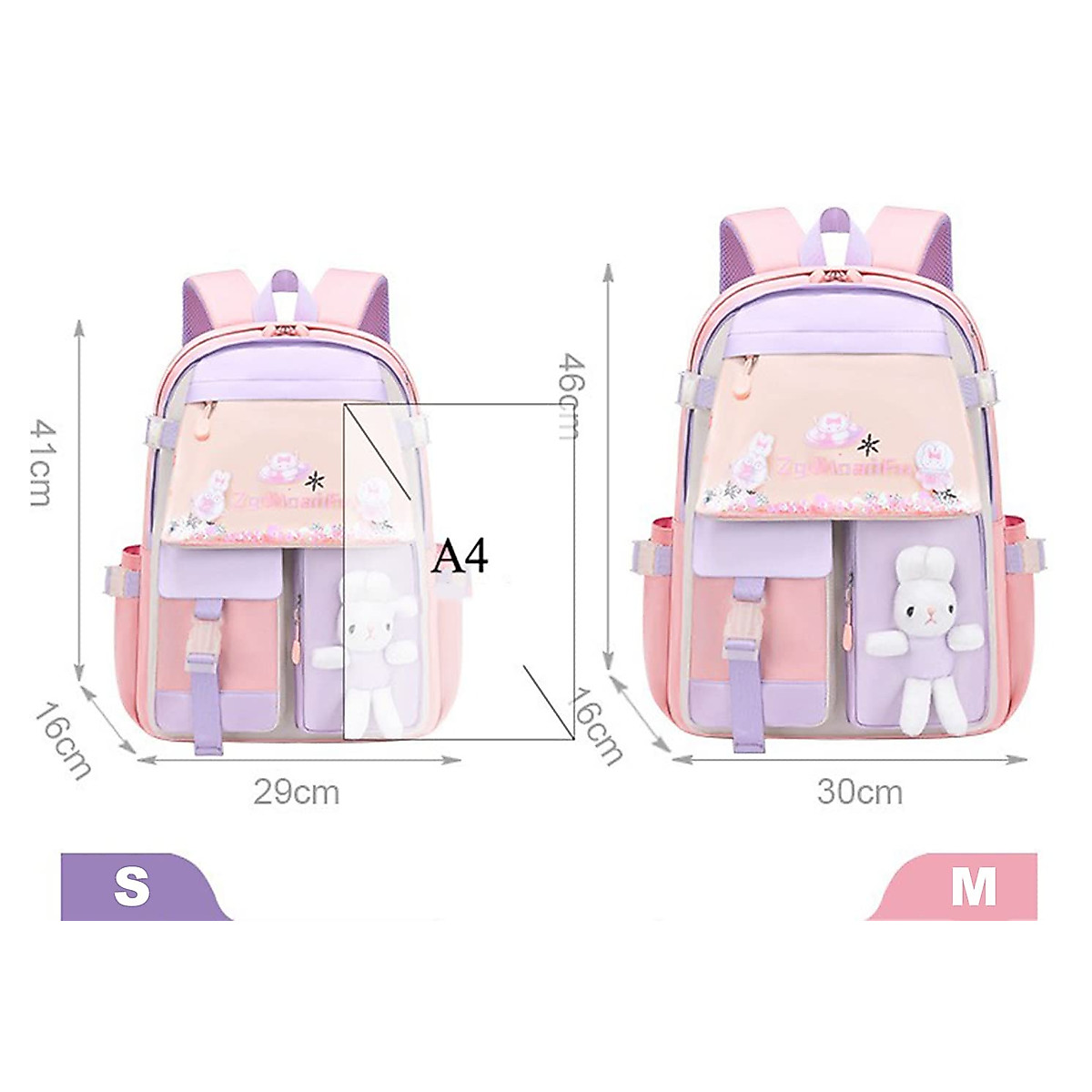 Cute Backpack Kawaii Waterproof Laptop Backpack Purple Medium