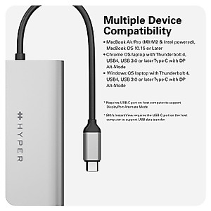 HyperDrive Dual 4K HDMI Adapter for M1/M2 MacBook 2X HDMI, Pass-Through Charging