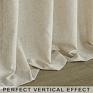 Tan Curtains 54 Inch Length for Nursery Room 2 Panel Rod Pocket Short Neutral Semi Sheer Linen Drop Cloth Look Light Filtering Cotton Curtains for Bedroom Guest Picture Window Kitchen Spa Office Beige