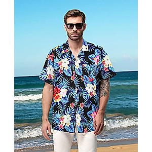 MRIGNT Men's Hawaiian Shirt Short Sleeves Printed Button Down Summer Beach Shirts