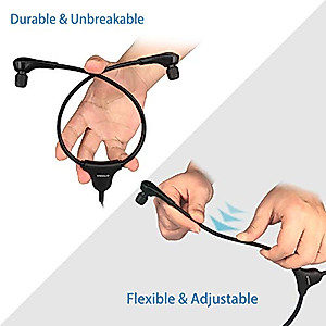 SIMOLIO Anti-Dropping Wired TV Earphone with Volume Control, Extra Long Cord Headphone with Mic for TV, PC, RCA & 3.5mm Cable Included, 14.9ft Extension Cable Earphone, Extra Soft Ear Tips, SM-901TV