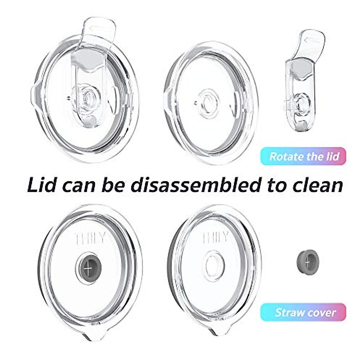 THILY Vacuum Insulated Tumbler Stainless Steel 26 oz Coffee Cup with 2 Lids and Straws, Powder Coated Travel Mug, Keeps Ice Drinks Cold, White