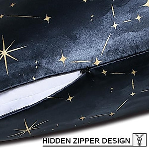 MANSPHIL Black Galaxy Stars Print Mulberry Silk Pillowcase Standard, Both Side 22 Momme 100% Silk Pillow Cases Cover with Hidden Zipper, Hypoallergenic Beauty Care for Hair and Skin, 20" x 26"