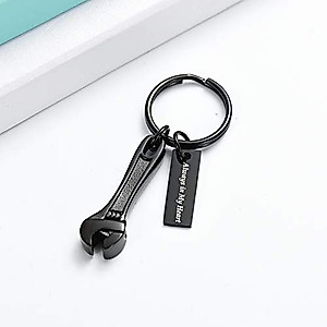 shajwo Cremation Jewelry Wrench Urn Keychain for Ashes Memorial Keepsake Urns for Human Ashes Keyring,Keychain-Black（1.25“0.39”）