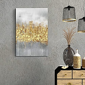 Modern Abstract Wall Art Grey and Yellow Room Decor 3 Pcs Neutral Canvas Print with Light Industrial Style Artwork Pictures for Office Home Living Room Bedroom Men Gift 16"x 24"