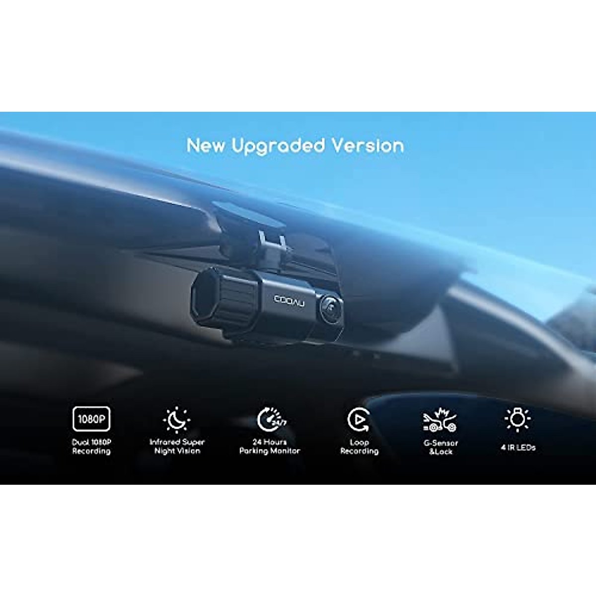 Dual Dash Cam with Built-in GPS, COOAU 1080P Front and Inside WiFi Dash Camera for Cars, Sony Sensor, Supercapacitor, 4 IR Night Vision, G-Sensor, Loop-Recording & Parking Mode (D20)