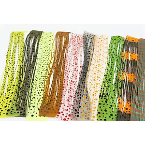 20Pc 10Colours Fishing Jig Lures Mixed Colors DIY Silicone Whole Sheet Skirts for Jig Lures Regular Skirt Colours with Fly Tying Material Free Rubber Band CMB10#