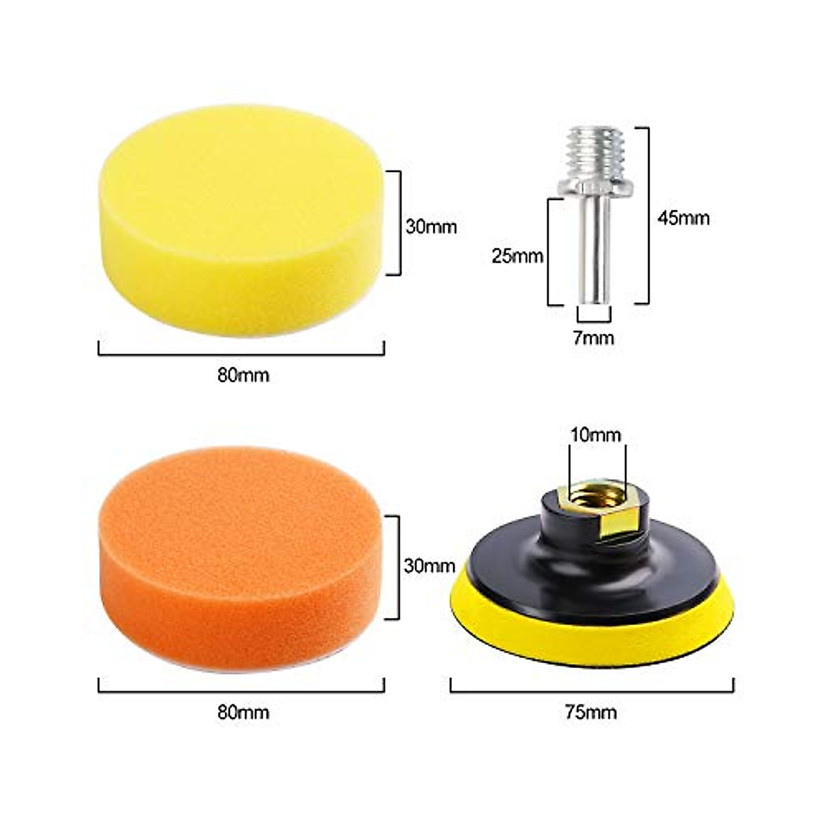 MIDO PROFESSIONAL ABRASIVE Buffing Pads For Drill 22PCS Foam Drill Buffing Kit Car Drill Polishing Kit for Car Sanding, Buffing, Waxing(18 Pads+2 Drill Adapters+2 Suction Cups)