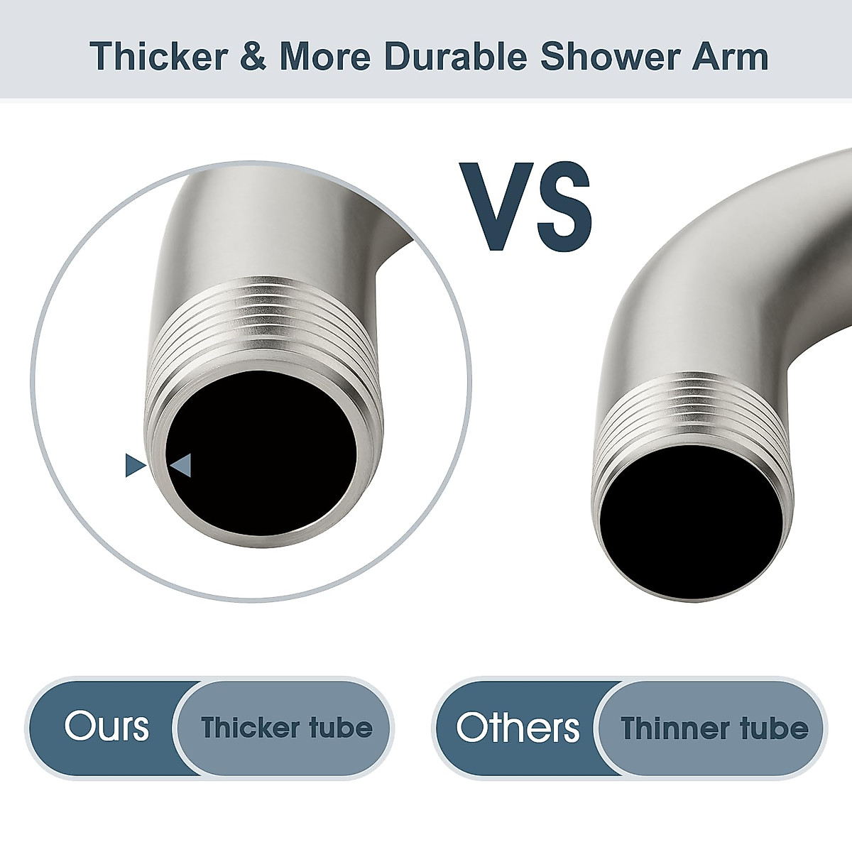 BRIGHT SHOWERS 6 Inch Brass Shower Arm with Flange Shower Pipe Arm for Wall Mount Fixed and Handheld Shower Head, Brushed Nickel