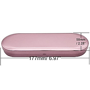 2 Pack Rose Gold Pen Case Simple Metal Pencil Case Mini Hinged Tin Box Makeup Brushes Organizers Nail Clipper Nipper Storage the Office School Containers (Rose Gold)