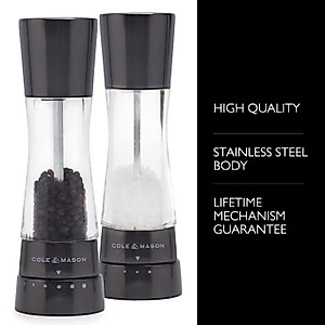 COLE & MASON Derwent Salt Grinder - Gunmetal Mill Includes Gourmet Precision Mechanism and Premium Sea Salt