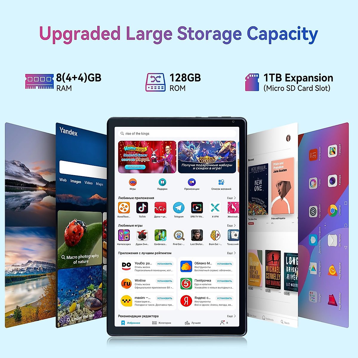 Lville Android 13 Tablet, Octa-Core Android Tablet, 10 inch Tablet, 8 (4+4) RAM 128GB ROM (1TB TF) Tablet Android with Bluetooth5.0, WiFi 6, Fast Charging, Dual Camera (Black)