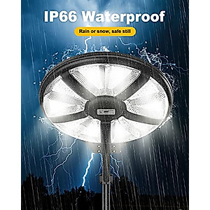 BNT Solar Street Lights Outdoor Waterproof 3000W Round LED Solar Powered Street Light with 360° Wide Angle Illumination, Waterproof IP66, Solar Outdoor Lights for Yard, Piazza (2 Pack)