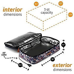 HotLogic 16801170-BPSL Food Warming Tote Casserole Carrier Plus 120V, Blue Paisley