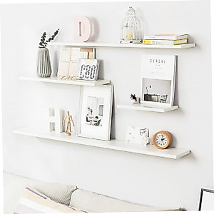FUNOMOCYA 3pcs Floating Shelves Wall Mounted Shelves Figure Floating Shelf Wall Mounted Bookshelf Wall Display Ledge Hanging Shelves for Wall Bookshelves Wall Mounted Decor Wooden White