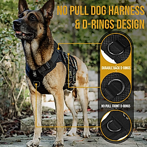OneTigris No Pull Tactical Dog Harness for Medium Dog, Aire Mesh Dog Vest Harness, Breathable Military Dog Molle Vests with Handles, Service Dog Vest for Walking Hiking Training (M, Black)