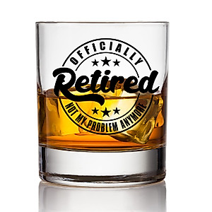 Officially Retired Bouron Glass - Retirement Gifts for Men - Funny Whiskey Glass Unique Retirement Gift For Dad, Grandpa, Friends, Family, And Coworkers - Fathers Day and Christmas Gift