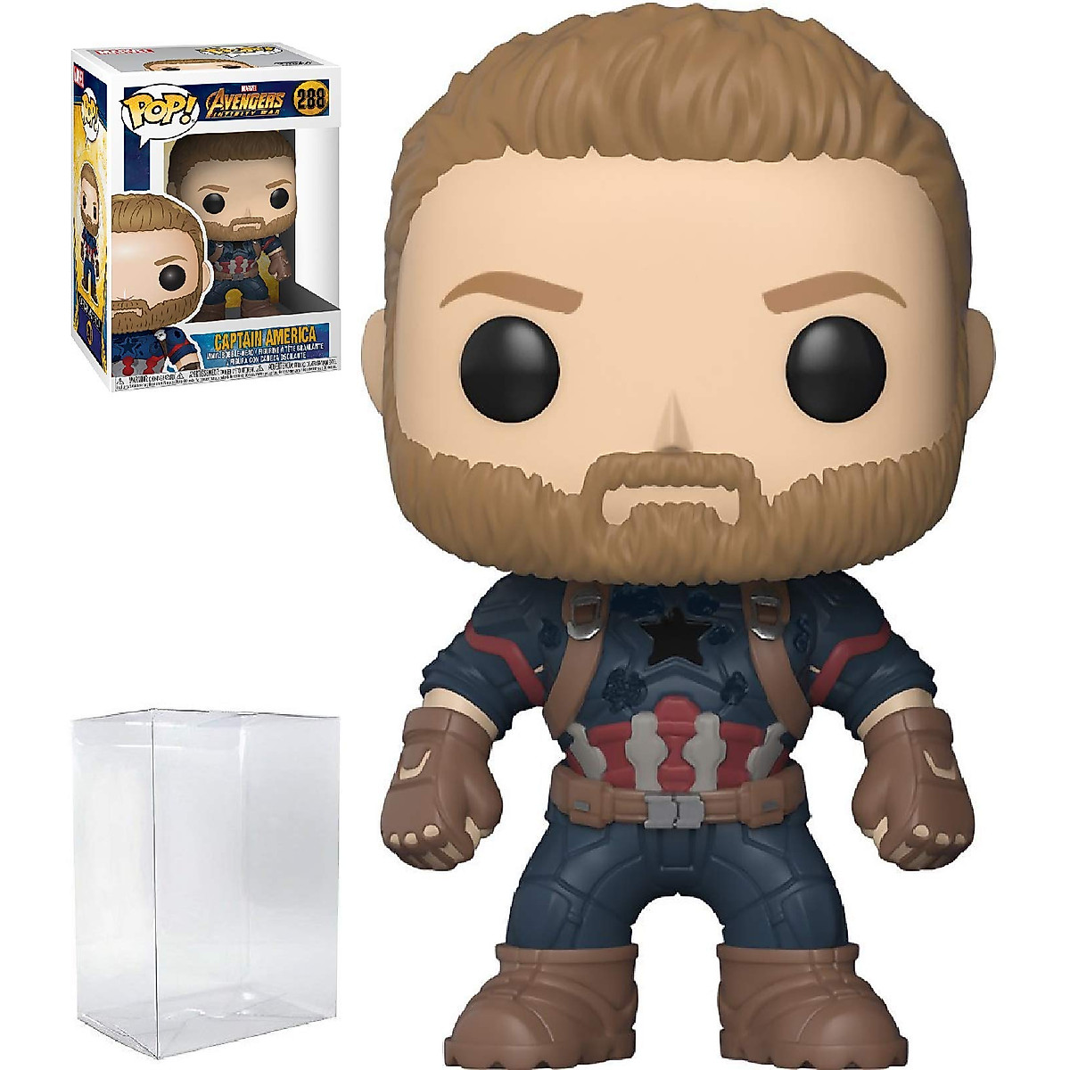 POP Marvel: Avengers Infinity War - Captain America Funko Pop! Vinyl Figure (Bundled with Compatible Pop Box Protector Case), Multicolored, 3.75 inches