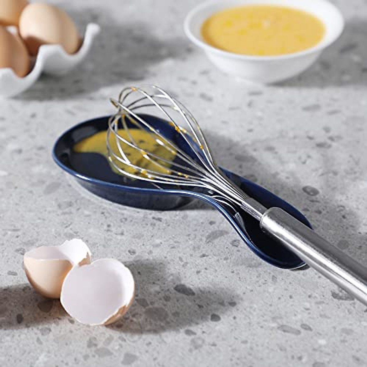 GDCZ Porcelain Spoon Rest - Large Spoon Holder Utensil Rest for Kitchen Counter Stove Top, Dishwasher Safe (Navy)