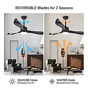 MOBECK 52'' Black Modern Ceiling Fans with Lights and Remote, Indoor Outdoor DC Motor Ceiling Fans with Lights LED for Living Room, Kitchen, Patio, Farmhouse, Bedroom, Gazebo