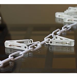 MiniOwls Multipurpose Storage Teddy 8 ft Chain -White Toy Organizer + 20 Clips for Plush Toys Art & Accessories Like Caps Hats Bags (White, Large)