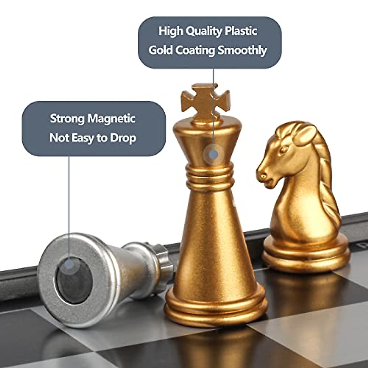 Mini Chess Set - Vikutu 5.11 Inch Small Portable Travel Chess Set - Magnetic Chess Board Set - Super Fun for Party Travel Family Game 2 players