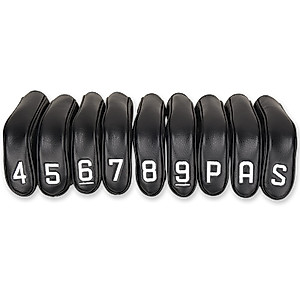 BIG TEETH Golf Hybrid Iron Head Cover 9Pcs Hybrid Head Covers Set Long Hybrid Iron Covers, Golf Club Covers W/Big NO. for Cleveland Launcher, Cobra T Rail Hybrid Irons (1set of 9pcs(4-9,P,A,S))