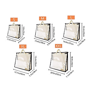 Vercord Clear PVC Handbag Dust-Free Cover Moistureproof Purse Storage Bag Organizer with Handle Zipper Space-Save Holder for Closet Beige XL